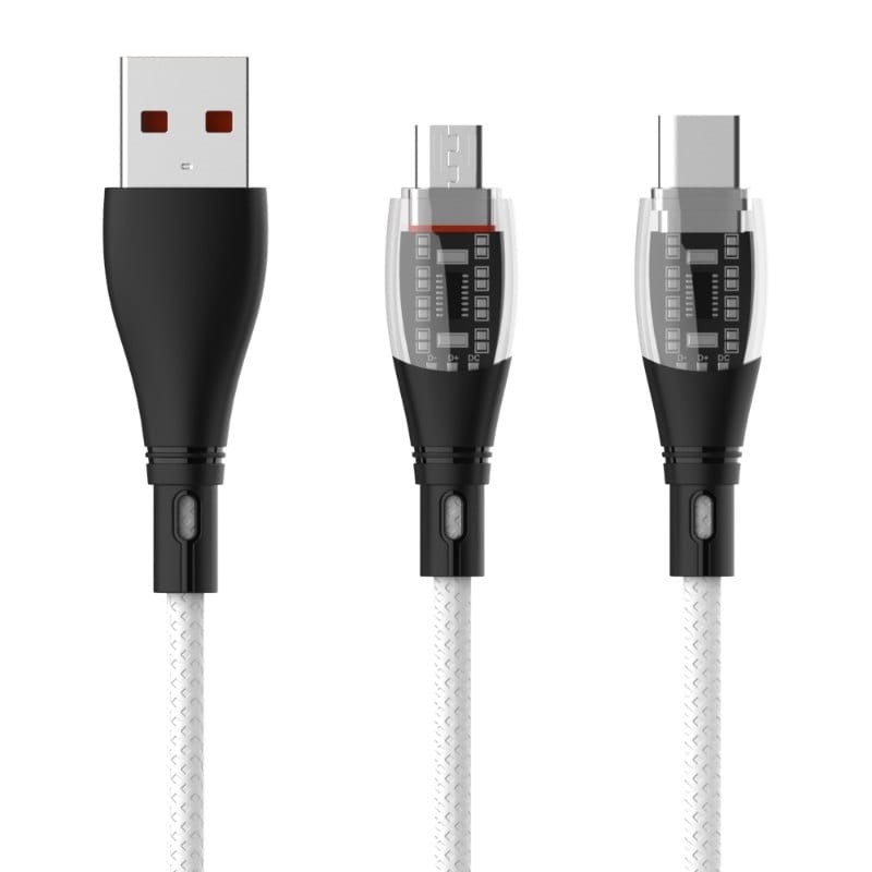 Cable USB transparente de carga rápida de datos 3A - JQX®