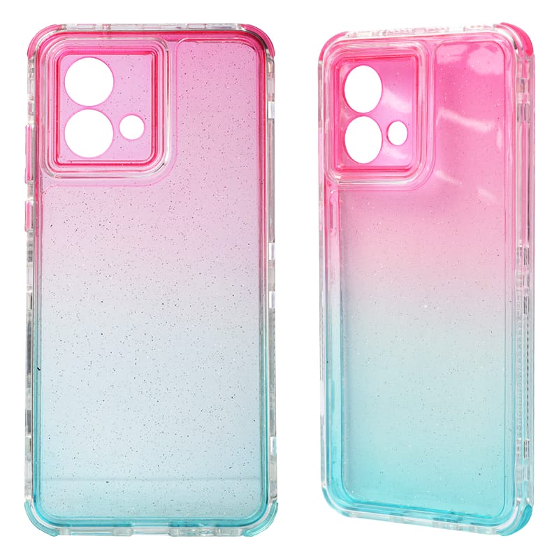 Factory Price 3 in 1 Transparent Tpu Gradient Glitter Frame Phone Case ...